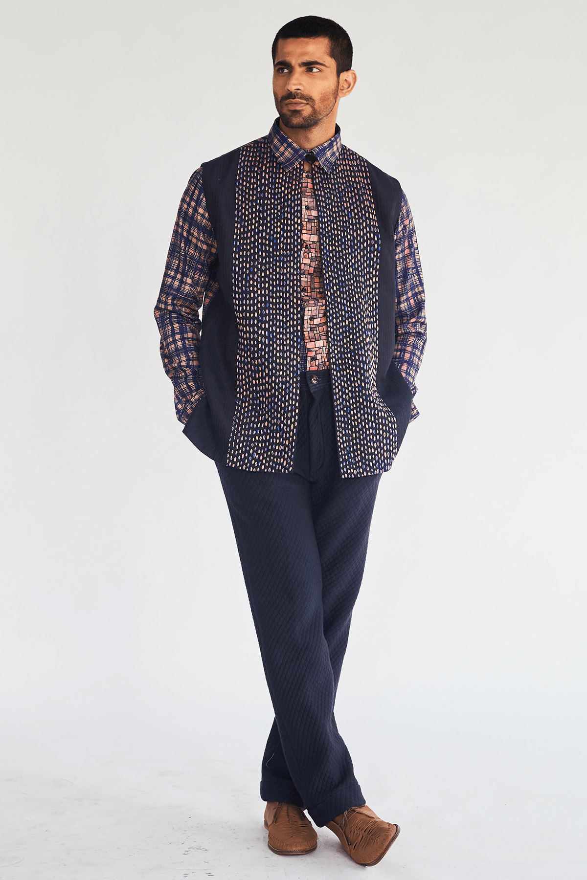 Hand Stitch Textured Bandi Jacket